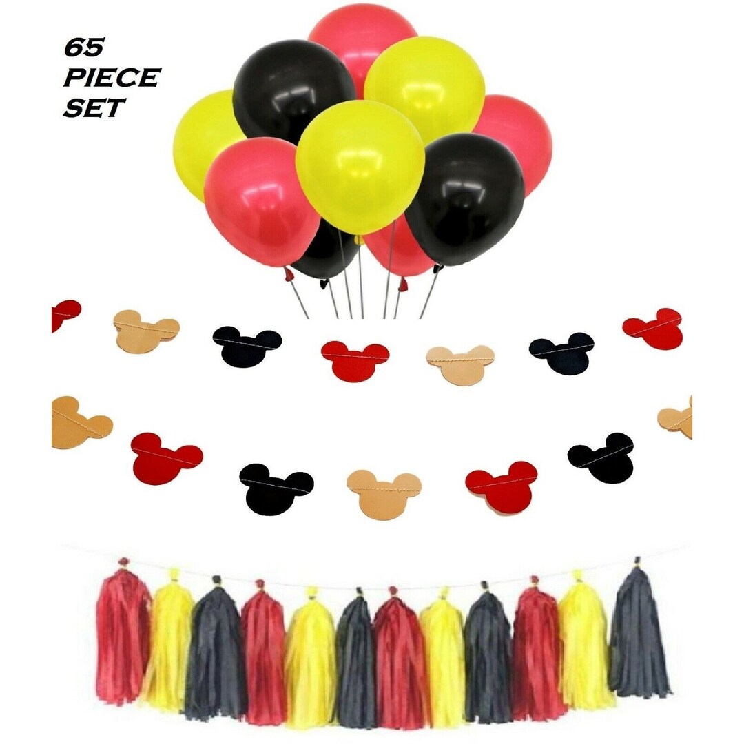 Mickey Mouse Banner Ready to Hang Garland - Red Black Yellow Birthday ...