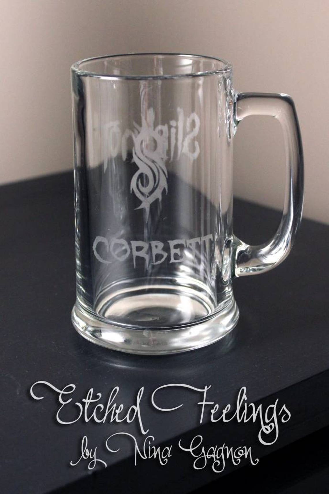 Custom Glass Beer Mugs Band Logo Beer Mug Sports Logo Beer Etsy