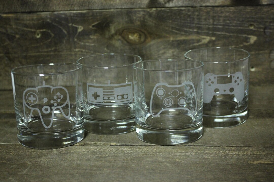 Retro Video Game Whiskey Glasses - Video Game Controller Whiskey Glass ...