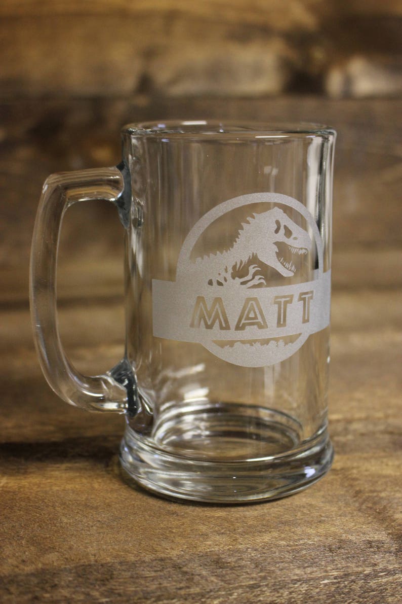 Personalized Jurassic Park Beer Mug Glass Personalized | Etsy