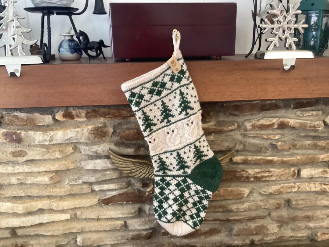 Owl Stocking, Holiday, Owl, Owls, Stocking, Handknit Holiday Stocking ...