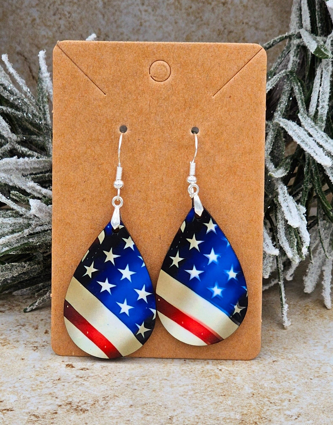 American Flag Tear Drop Earrings - Etsy