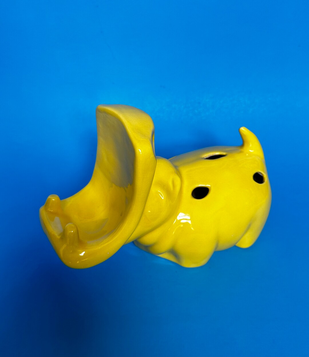 Vintage Ceramic House Hippo Toothpaste Toothbrush Holder Bright Yellow ...