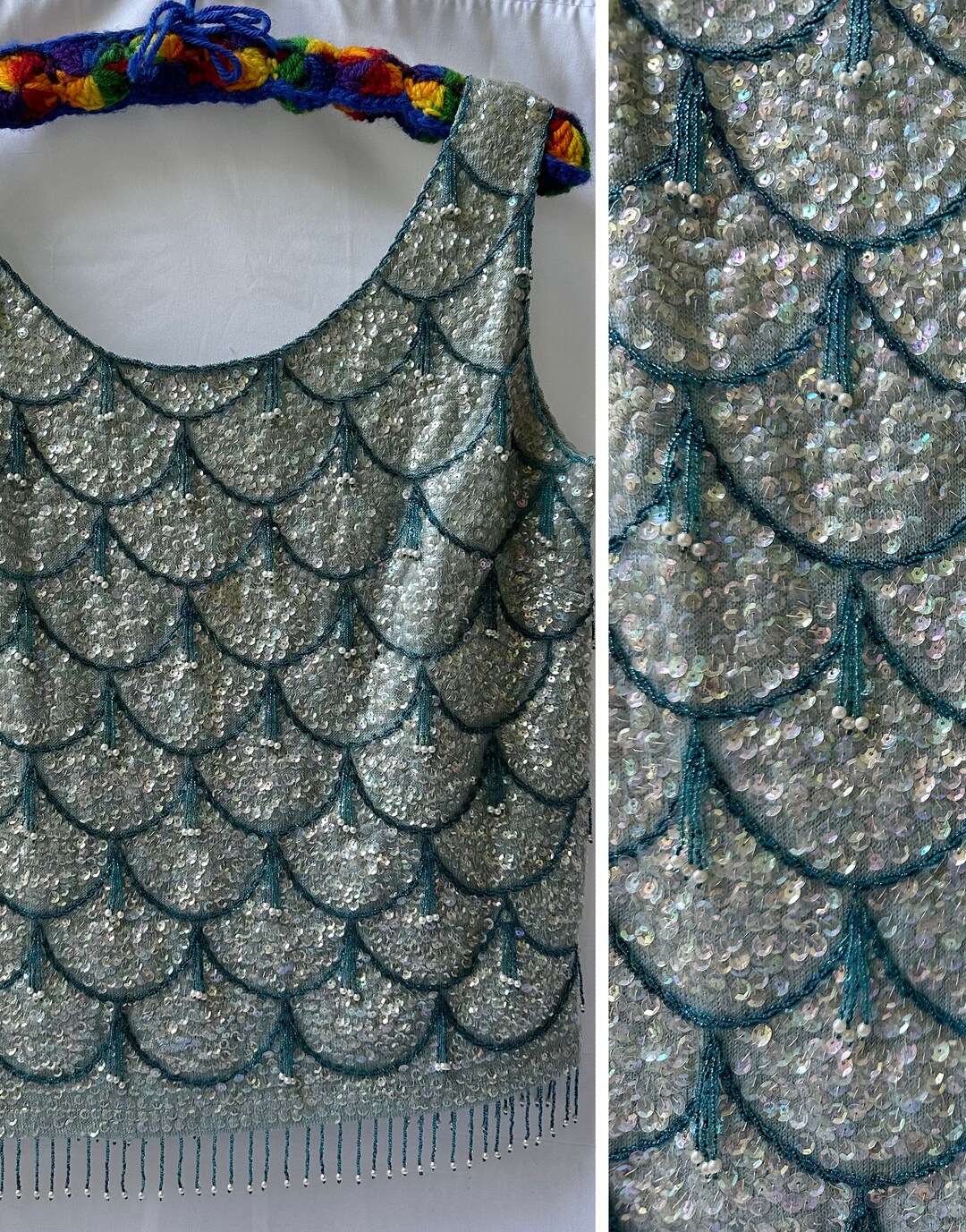 Beautiful Vintage 1950s Macy's Intricate Beaded Blue Teardrop Tank Top ...
