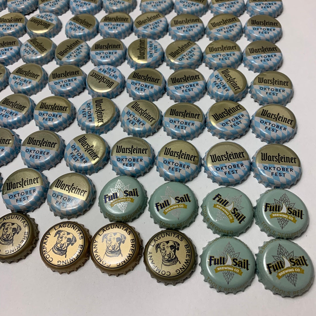 Lot of 100 Metal Beer Bottle Caps. Primary Colors Are Gold, Baby Blue ...