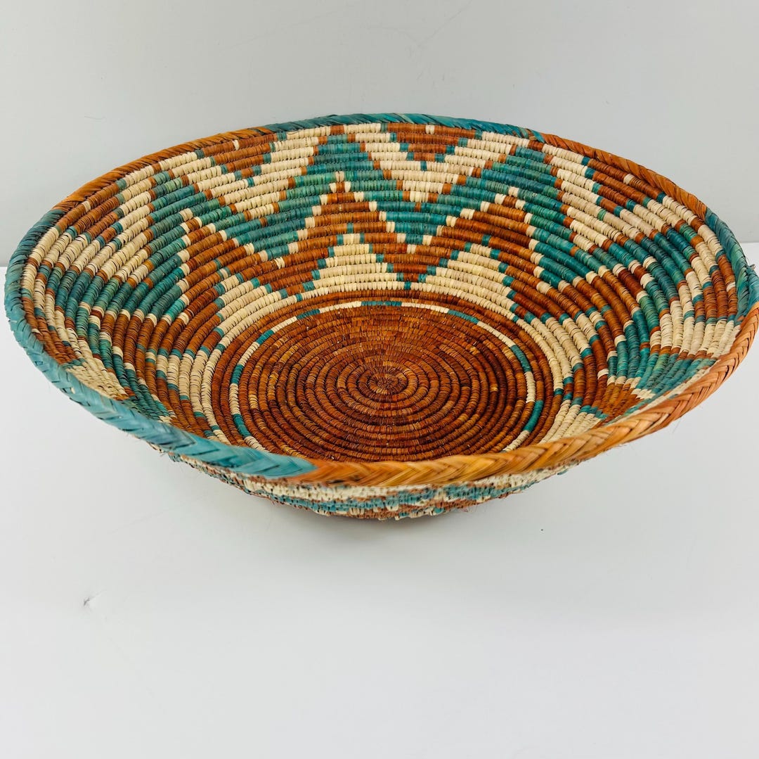 Vintage Wicker Basket Woven Coil Native American Folk Art Stylized ...
