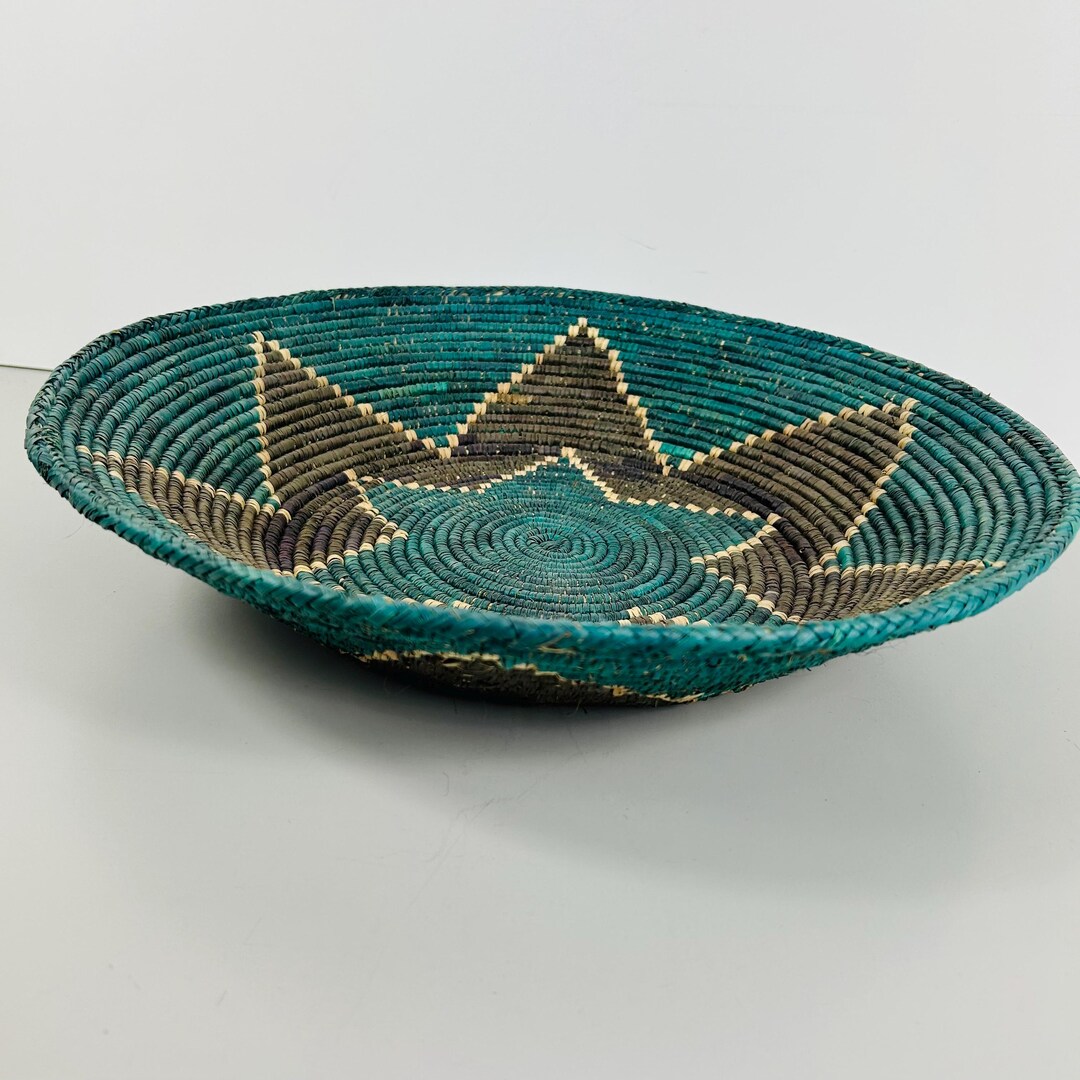 Vintage Wicker Basket Woven Coil Native American Folk Art Stylized ...