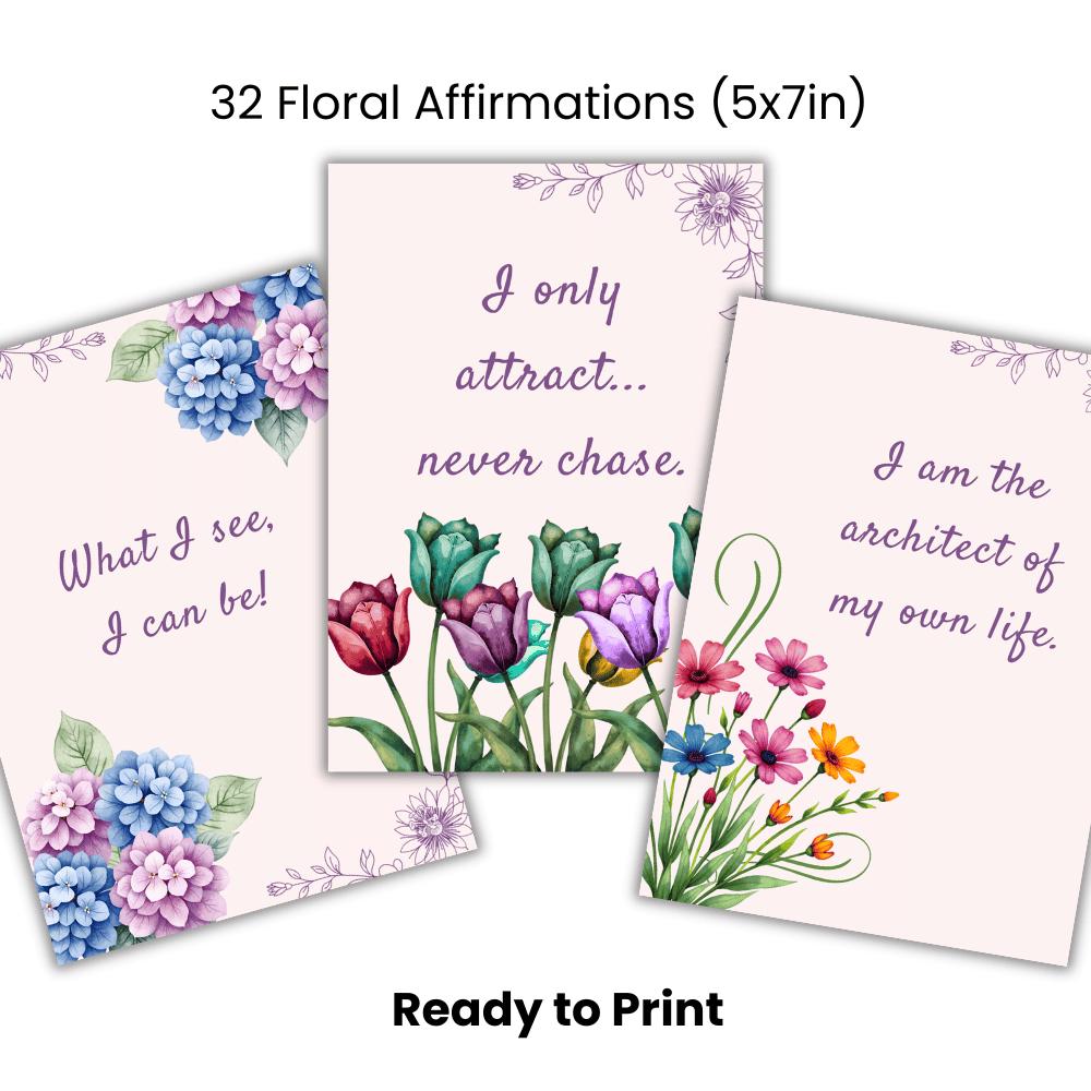 Floral Affirmation Cards: Positive Quotes for Self-love, Mindset ...