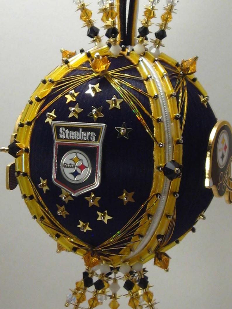Football Steelers A Finished Hand Made Beaded Satin Ornament With ...