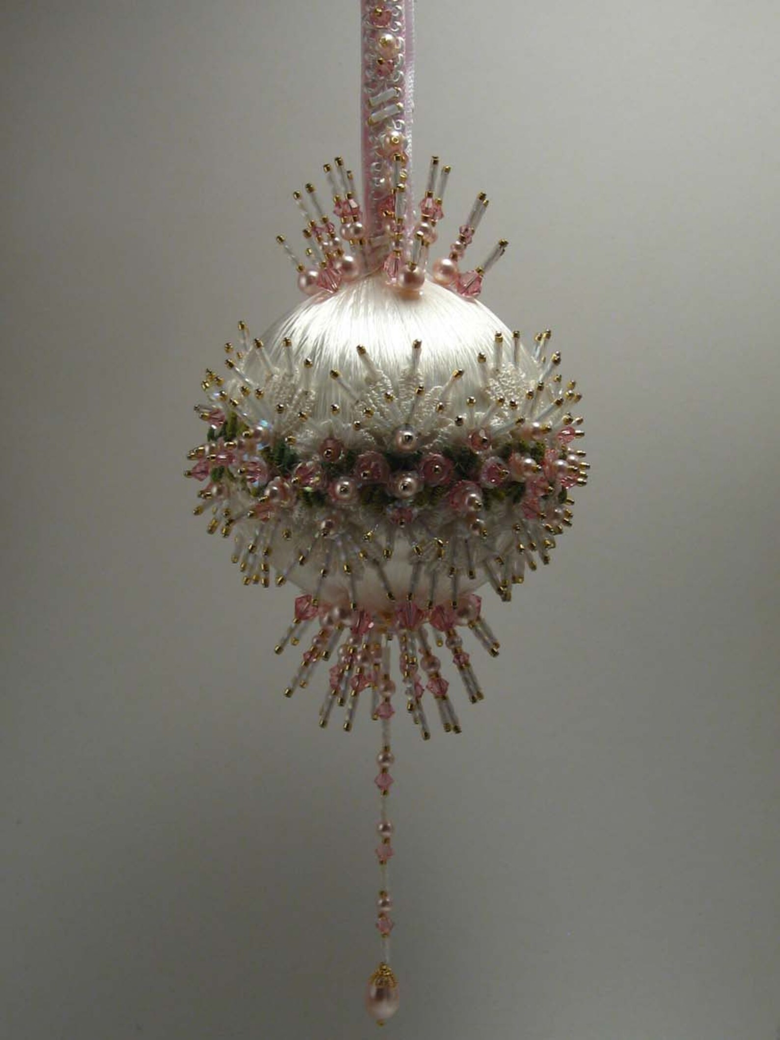 Fancy Victorian Theme A Finished Hand Made Beaded Satin Ornament With ...