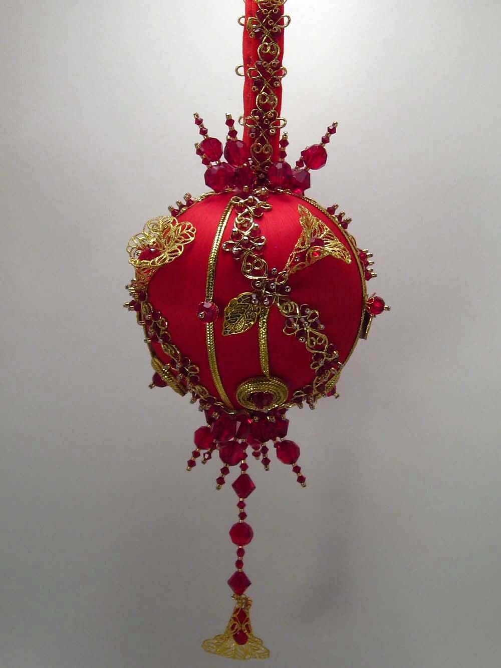 Ruby Trumpet - Floral Theme - A Finished Hand Made Beaded Satin ...