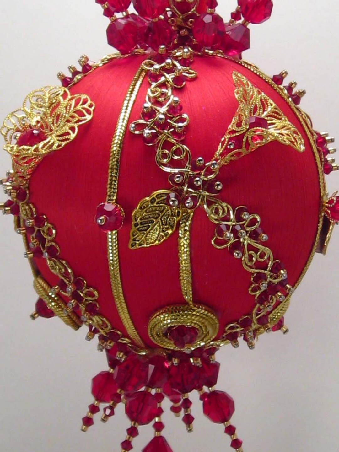 Ruby Trumpet - Floral Theme - A Finished Hand Made Beaded Satin ...