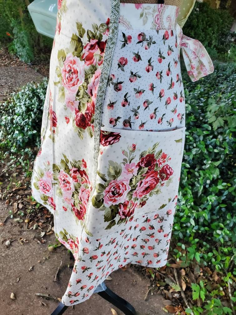 Adult Apron Patchwork Apron Full Coverage Apron Ruffle - Etsy