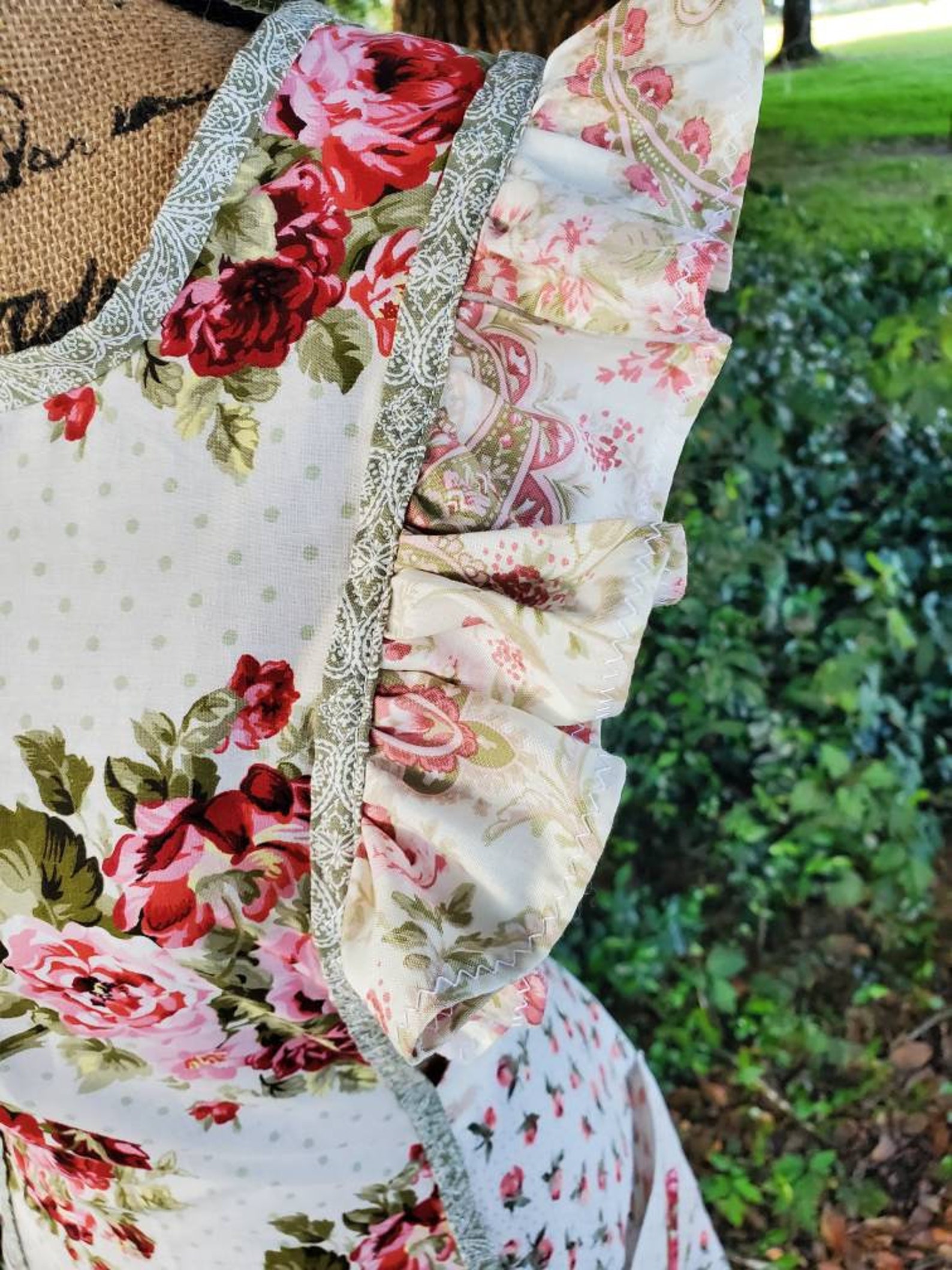 Adult Apron Patchwork Apron Full Coverage Apron Ruffle - Etsy