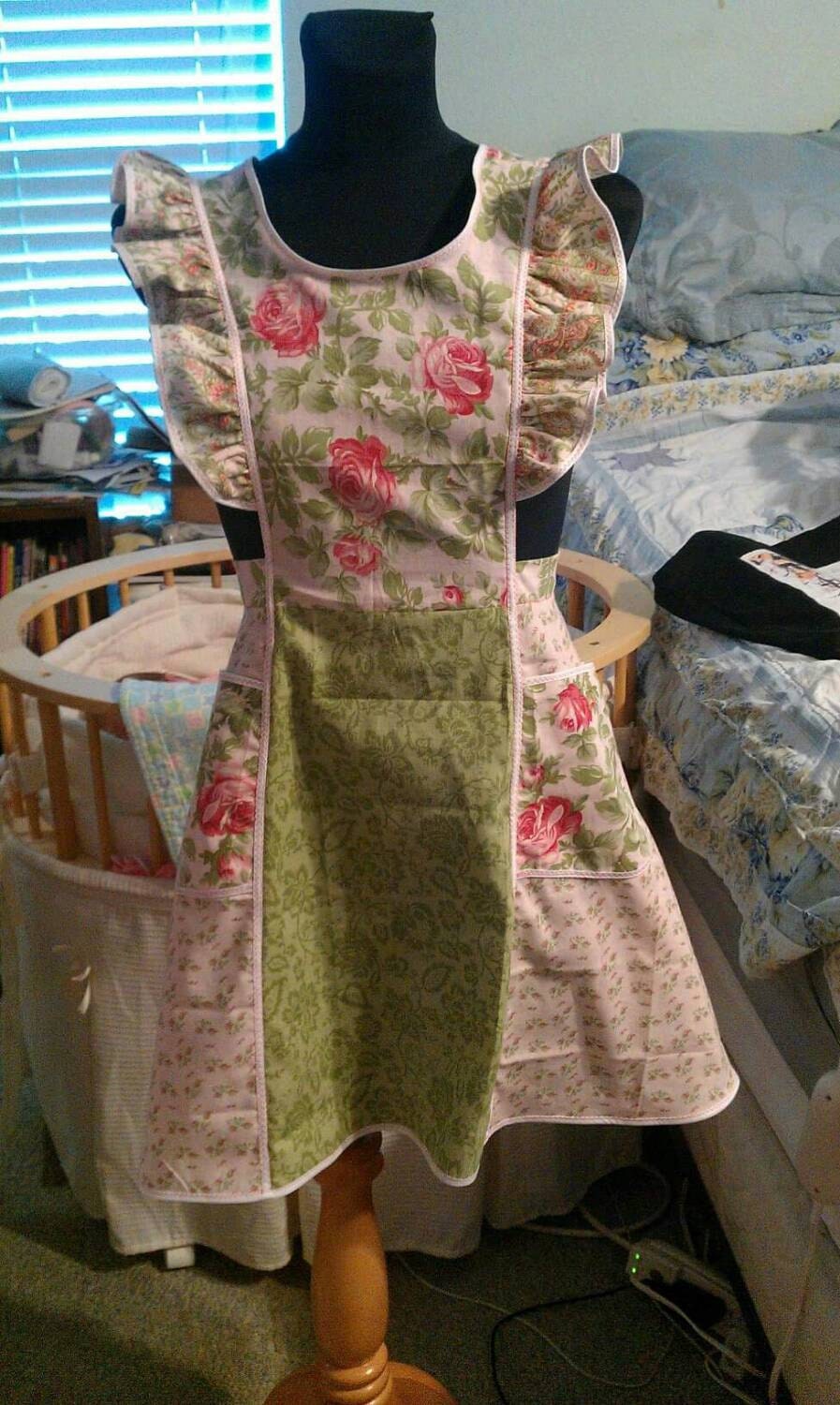Adult Apron Patchwork Apron Full Coverage Apron Ruffle - Etsy
