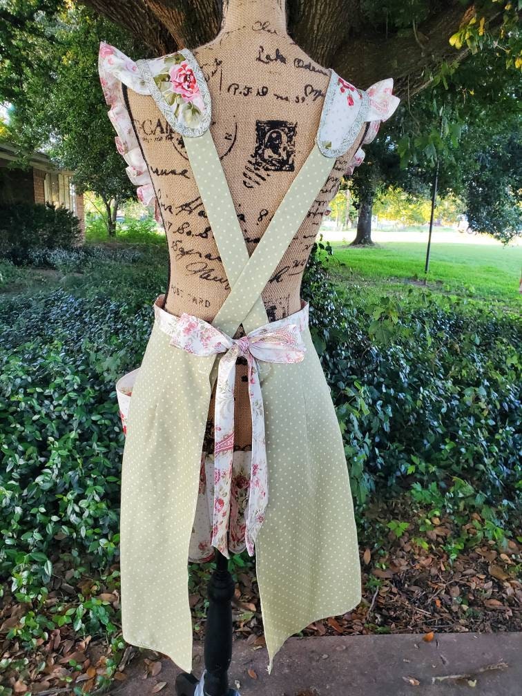 Adult Apron Patchwork Apron Full Coverage Apron Ruffle - Etsy