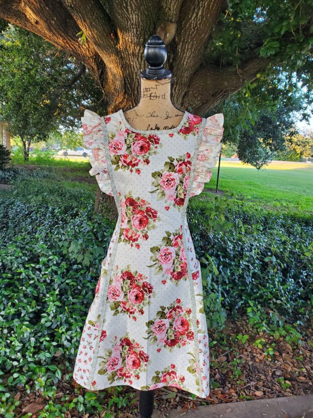 Adult Apron, Patchwork Apron, Full Coverage Apron, Ruffle Apron, Two ...