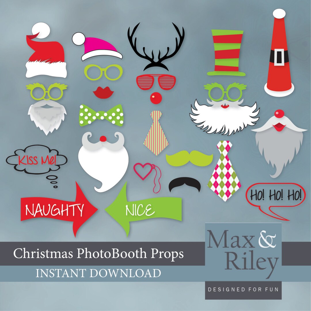 Christmas Photobooth Props INSTANT DOWNLOAD, Mega Pack 50 Items ...