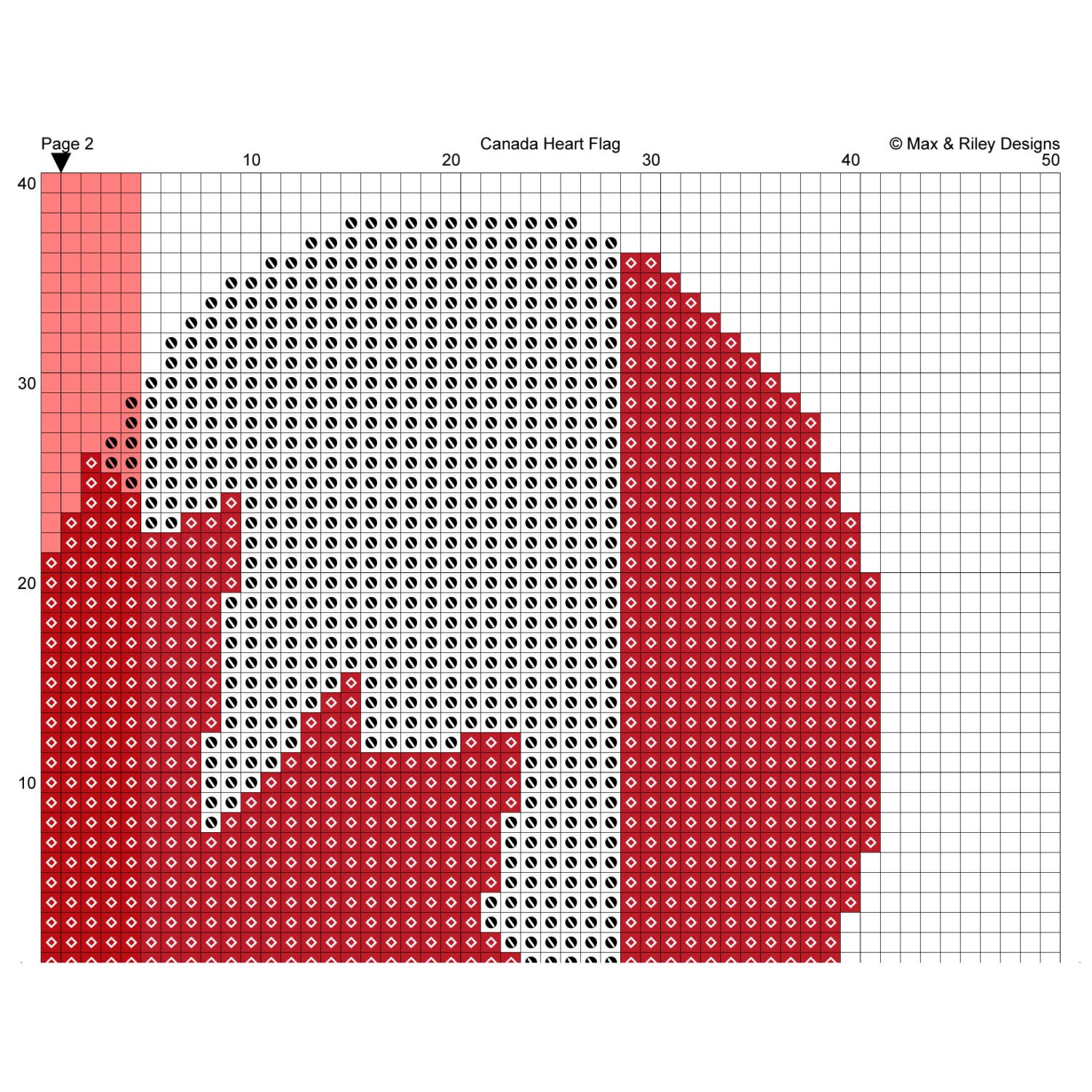 Cross Stitch Pattern Canada Heart Flag Instant Download - Etsy