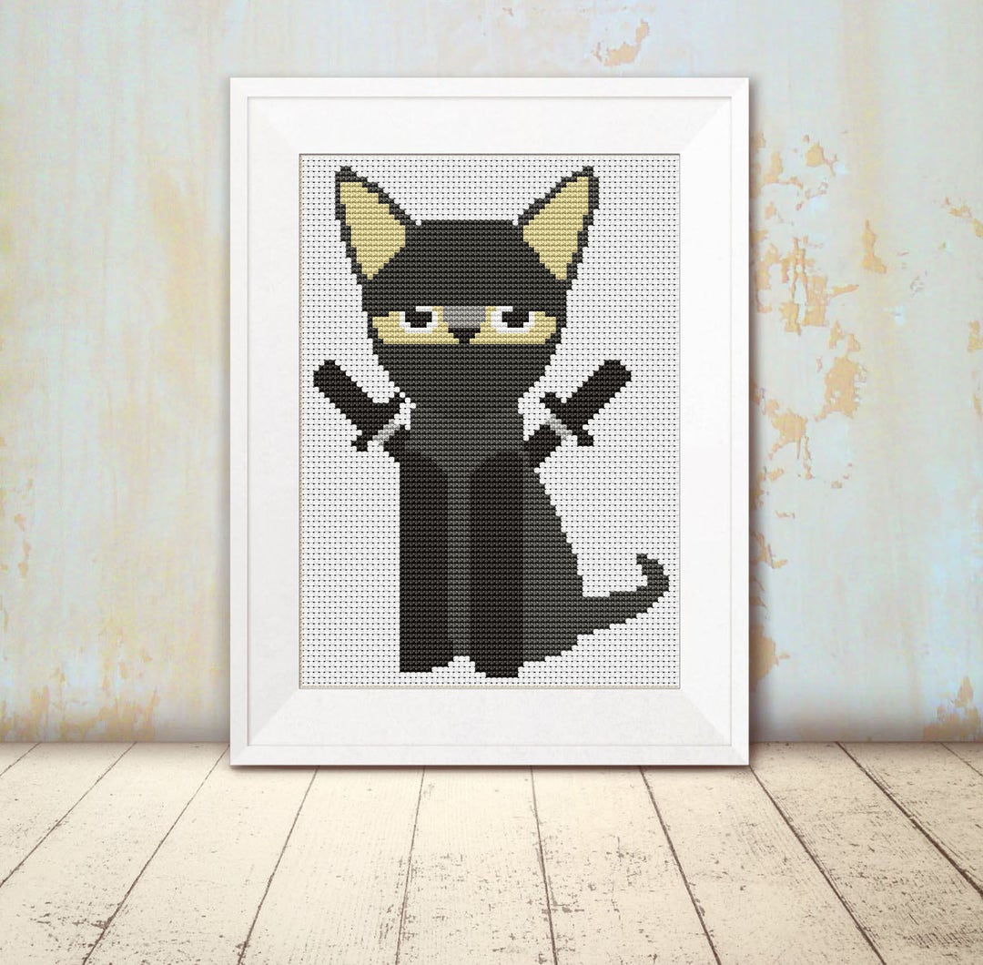 Cross Stitch Pattern - Ninja Cat - Instant Download - Etsy