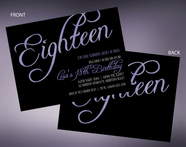 18th Purple Sparkle Birthday Invitations INSTANT DOWNLOAD, Edit Your ...
