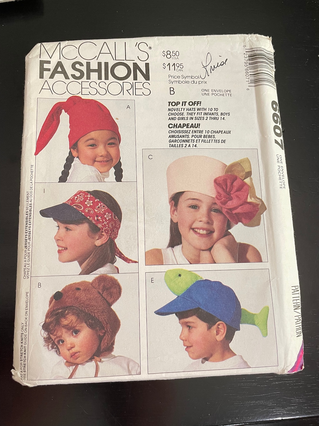 NEW UNCUT Child Mccalls 6607 Sewing Pattern Girl Boy Hats Fish - Etsy