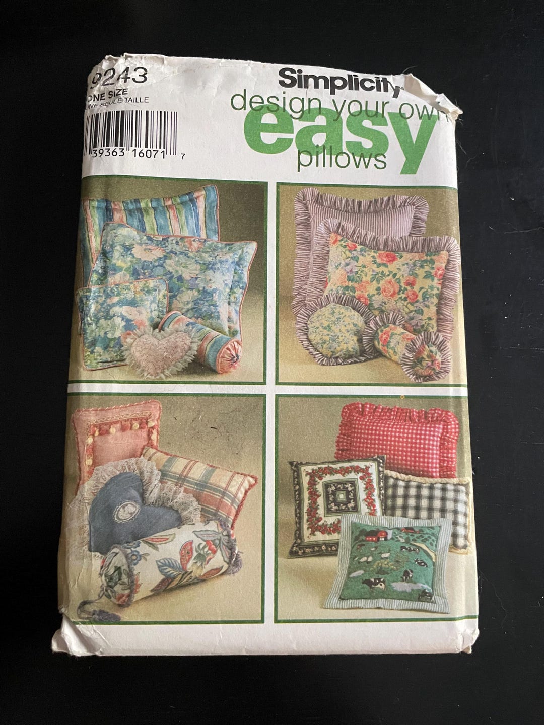 NEW UNCUT Simplicity 9243 Sewing Pattern Design Your Own Pillows Neck ...