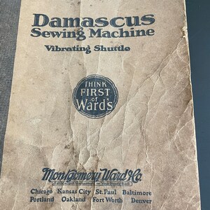 ORIGINAL Damascus Sewing Machine Vibrating Shuttle Instruction Book ...