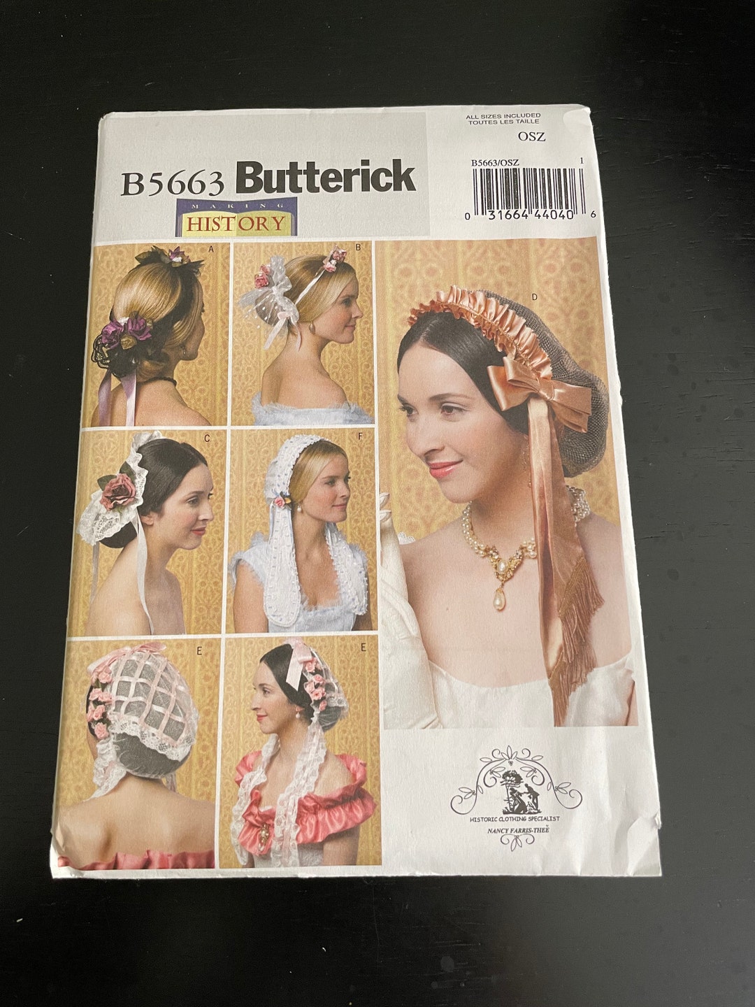 NEW UNCUT Butterick B5663 5663 Sewing Pattern Hats Caps Victorian Civil ...