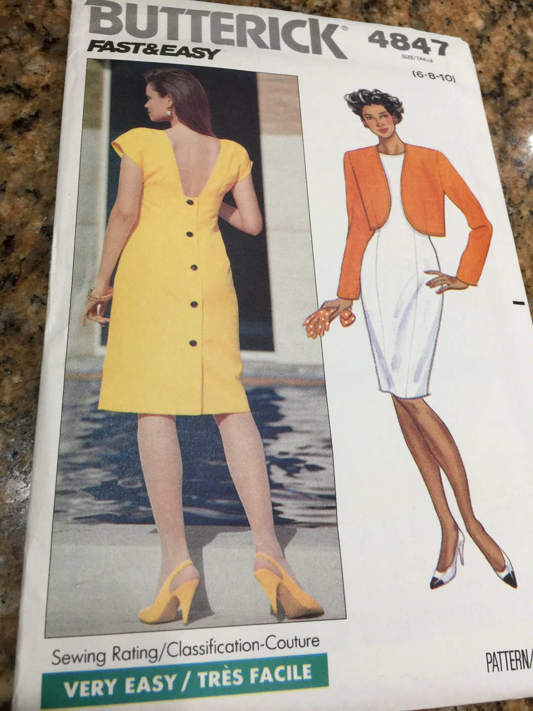 NEW UNCUT 6 8 10 Butterick Sewing Pattern 4847 Fast & Easy Dress and ...