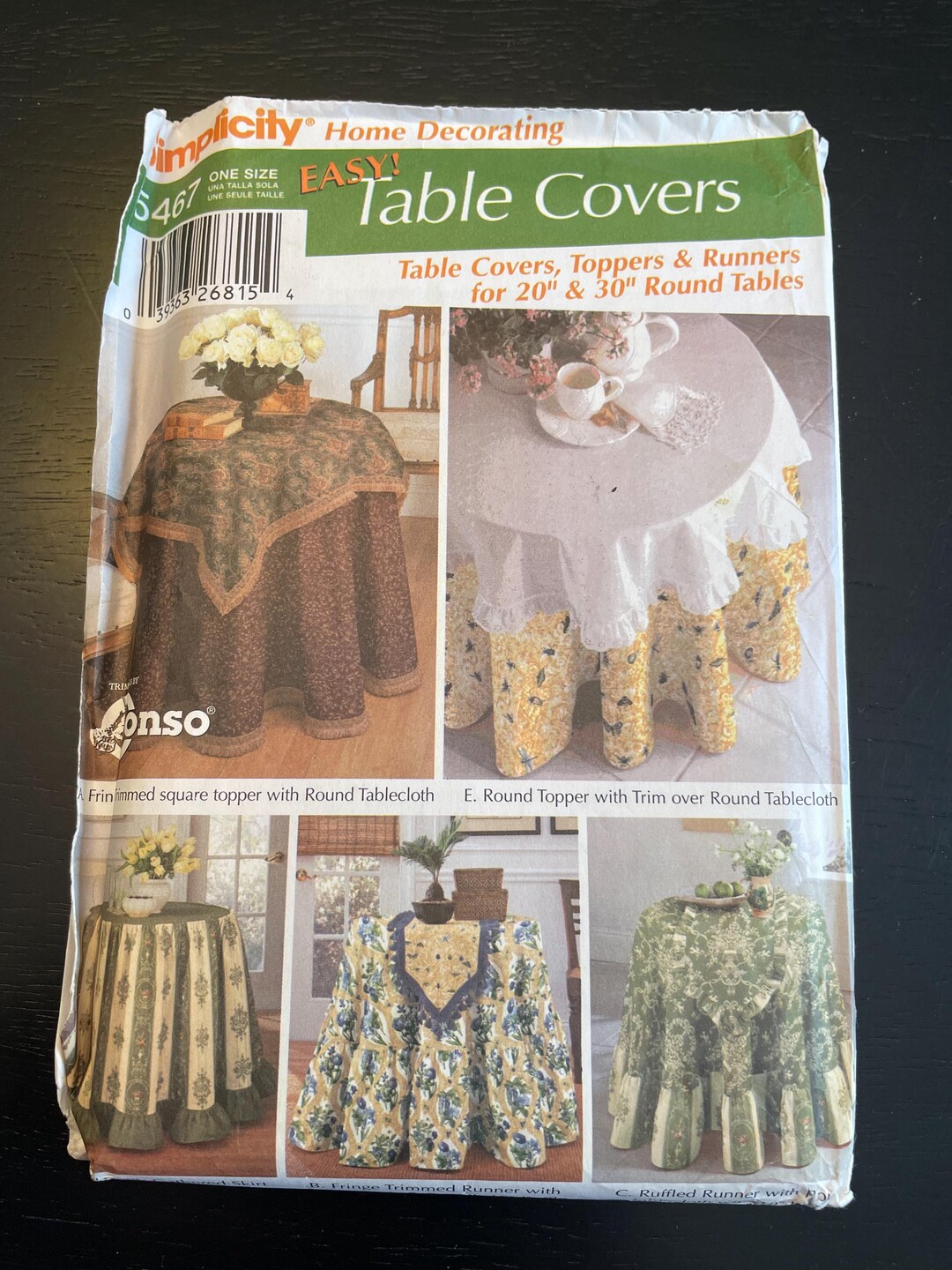 NEW UNCUT Simplicity 5467 Sewing Pattern Table Covers, Toppers, Runners ...