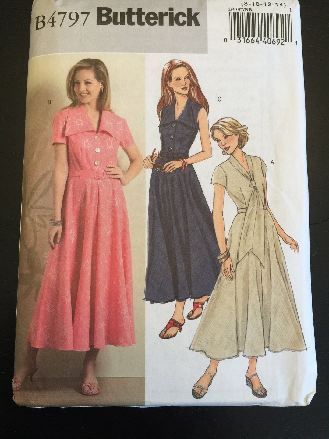 NEW UNCUT 8 10 12 14 Butterick B4797 4797 Sewing Pattern Dress and Belt ...