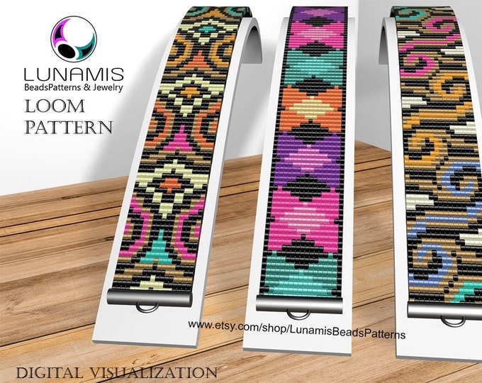 Bead Loom Pattern Mint Flames Ethnic Inspired LOOM Bracelet Pattern in ...