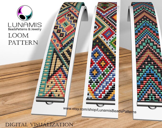 Bead Loom Pattern Mint Flames Ethnic Inspired LOOM Bracelet Pattern in ...