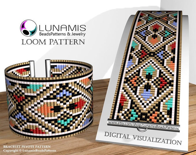 Bead Loom Pattern Mint Flames Ethnic Inspired LOOM Bracelet Pattern in ...