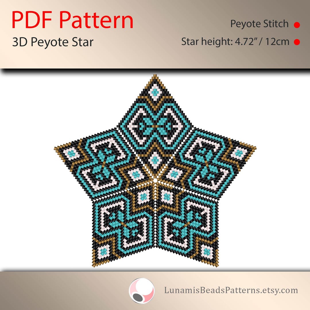 Pattern for 3d Star Peyote, Pdf Patterns, Beading, Peyote Stitch, #001 ...
