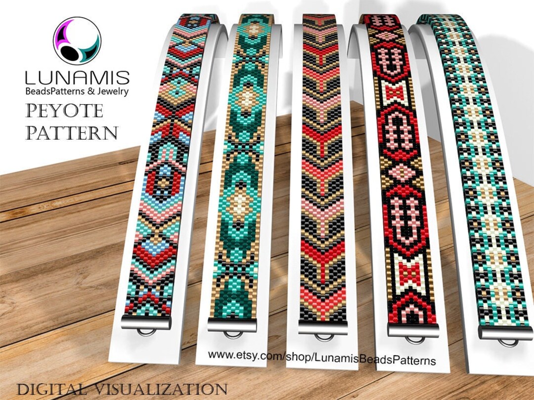 5 X Pattern Peyote for Narrow Bracelet, Odd Count, Beads Stitch Pattern ...