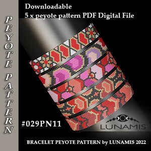 5 X Pattern Peyote for Narrow Bracelet, Heart Motive, Odd Count ...