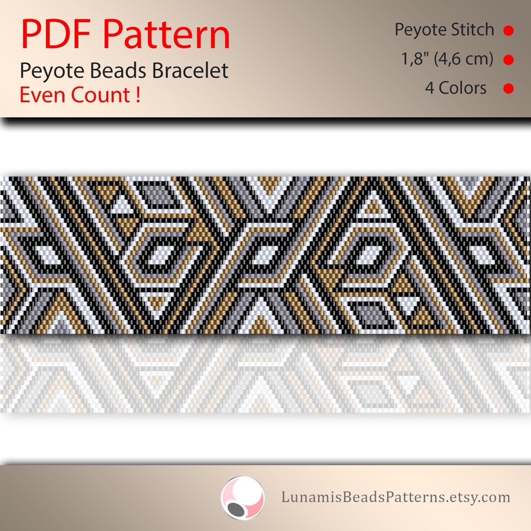 Peyote Bracelet Pattern, Even Count, Peyote Pattern, Stitch Pattern ...
