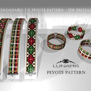 3 X Bead Peyote Bracelet Pattern, Christmas Theme, Peyote Pattern, Odd ...