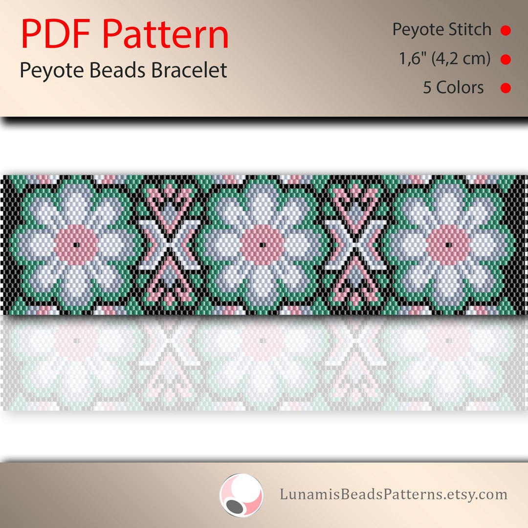 Peyote Bracelet Pattern, Bead Pattern, Beading, Peyote Stitch, Jewelry ...