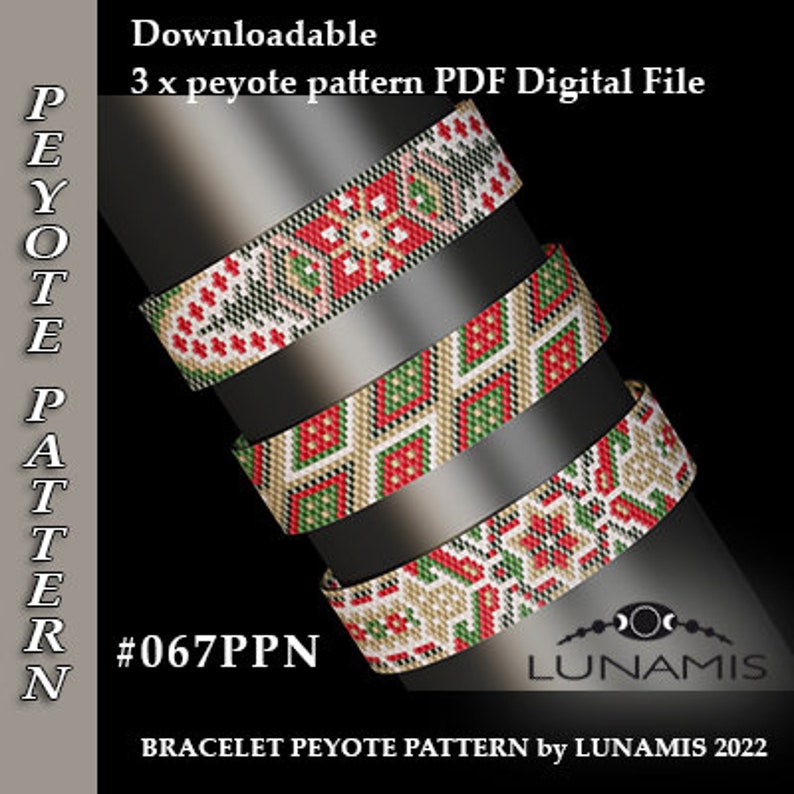 3 X Bead Peyote Bracelet Pattern Christmas Theme Peyote - Etsy