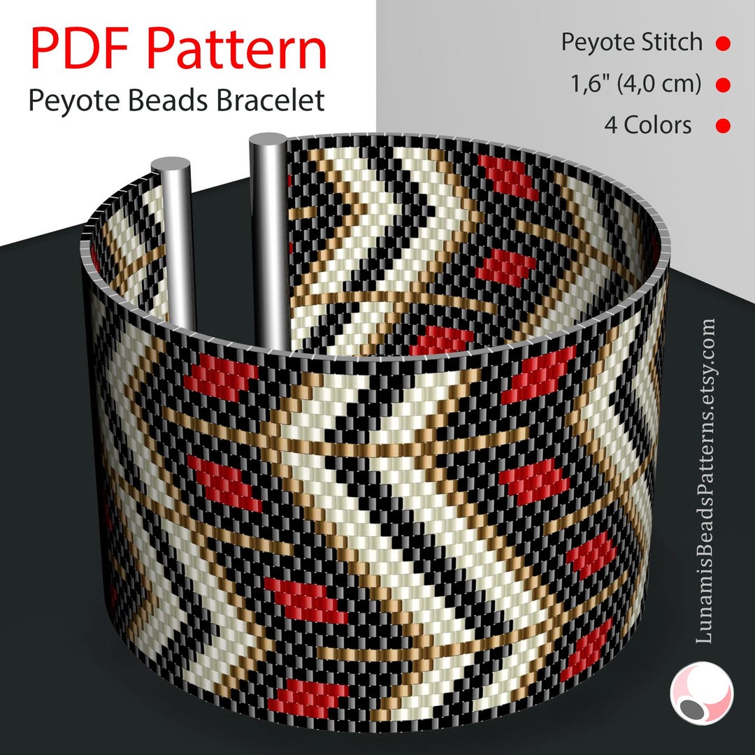 Peyote Pattern for Beaded Bracelet, Odd Count, Beadweaving, Geometric ...