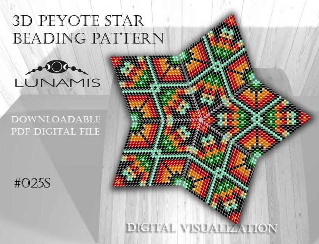 Pattern for 3d Star Peyote, Pdf Patterns, Beading, Peyote Stitch, 025 ...