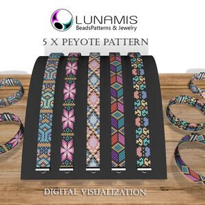 5 X Pattern Peyote for Narrow Bracelet, Odd Count, Beads Stitch Pattern ...