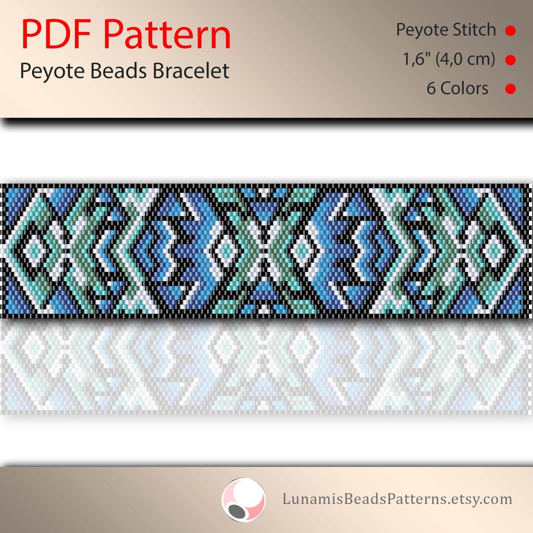 Peyote Pattern for Beaded Bracelet, Odd Count, Beadweaving, Green and ...