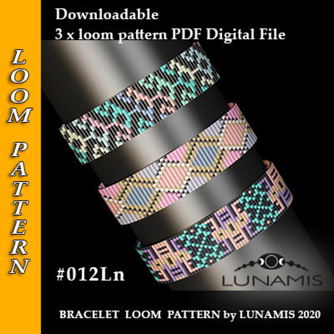 Loom bracelet pattern loom stitch square stitch digital pdf | Etsy