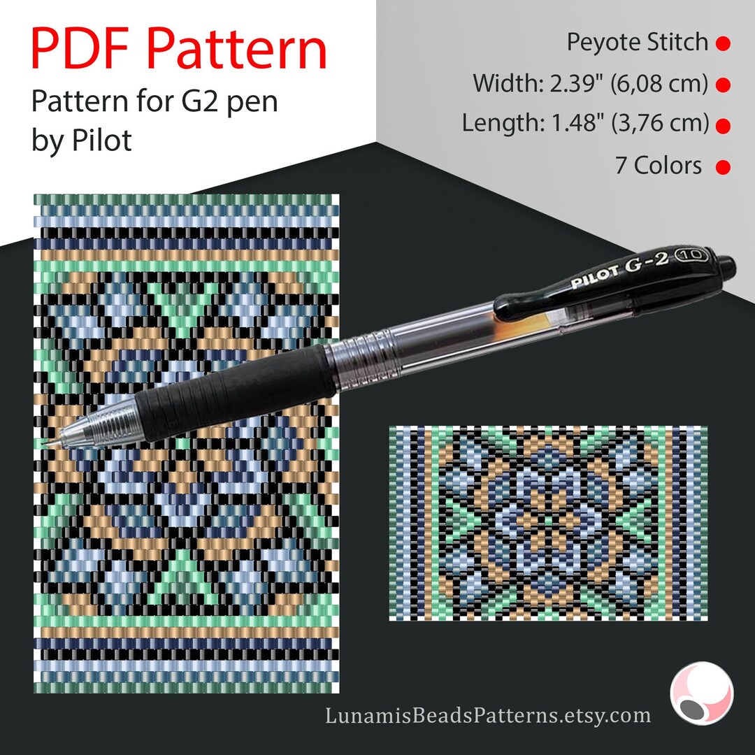 Peyote Pen Cover Patterns, Pattern for G2 Pen by Pilot, Pen Wrap ...