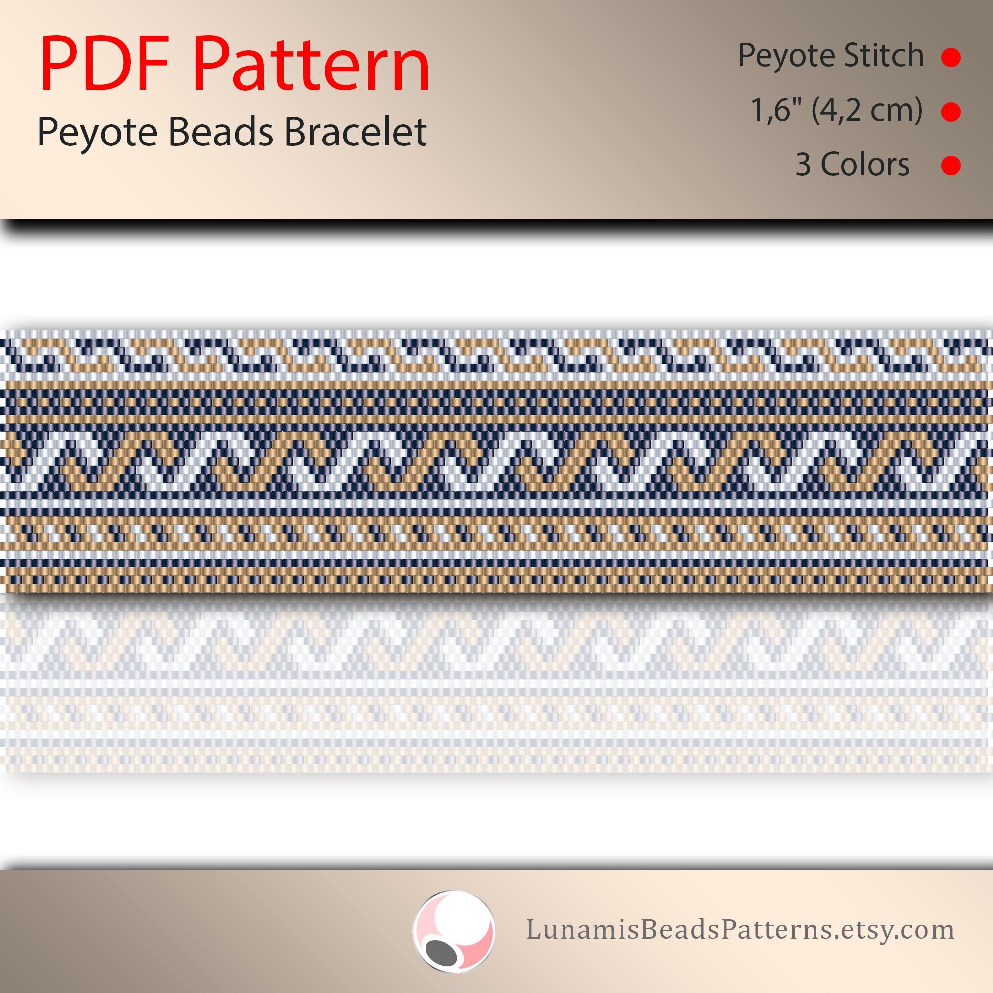 Peyote Pattern for Bead Bracelet, Greek Motif White Blue, Odd Count ...