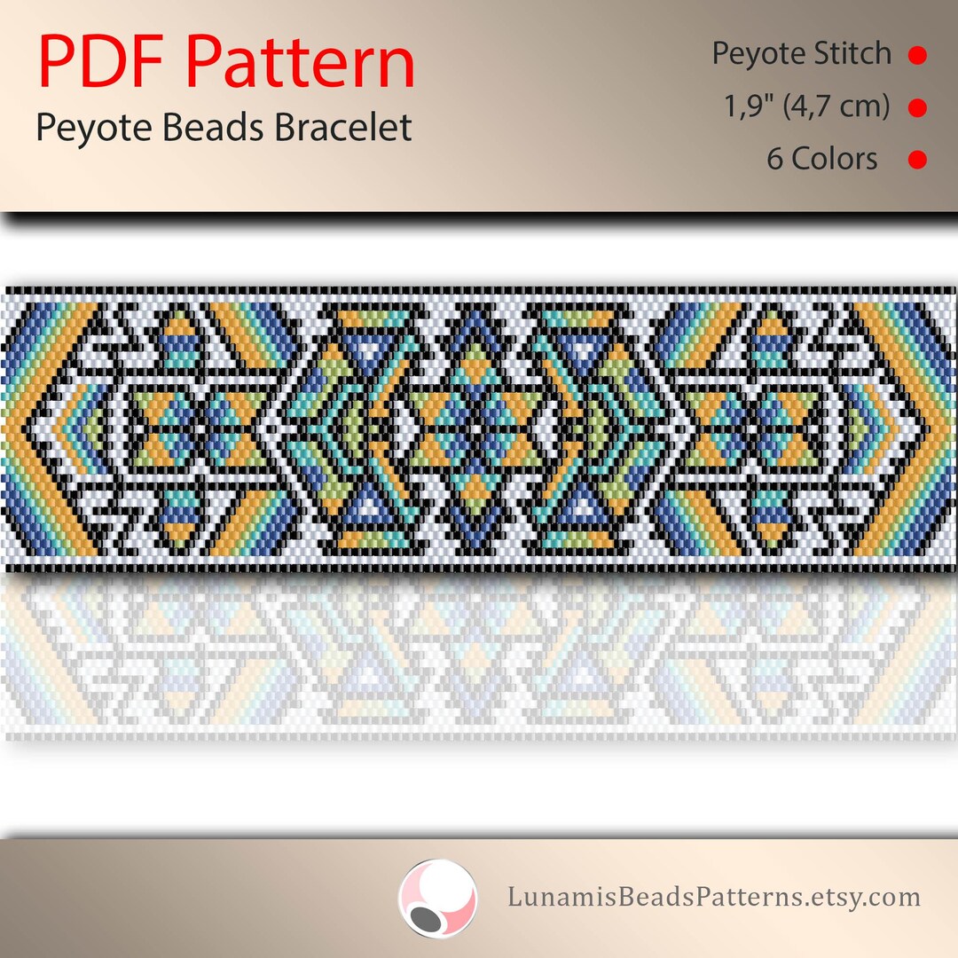 Peyote Pattern for Beaded Bracelet, Odd Count, Beadweaving, Blue ...